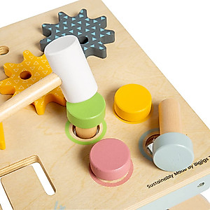 Bigjigs Toys FSC® Certified Tabletop Activity Bench - Sustainable Wooden Activity Table for 1 Year Olds, 4 Activities for Fine Motor Skills, Quality Early Development & Activity Toys