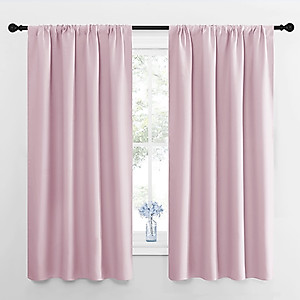 NICETOWN Room Darkening Curtains for Girls Room - Nursery Essential Thermal Insulated Solid Rod Pocket Top Drapes (Lavender Pink=Baby Pink, 1 Pair, 42 x 63 Inch)