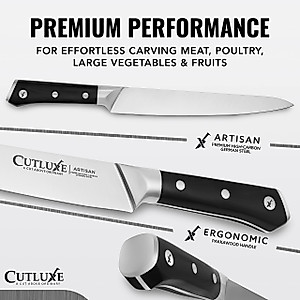 Cutluxe Meat Carving Knife – 9" Turkey Carving Knife – Razor Sharp & Full Tang – High Carbon German Steel – Ergonomic Handle Design – Artisan Series