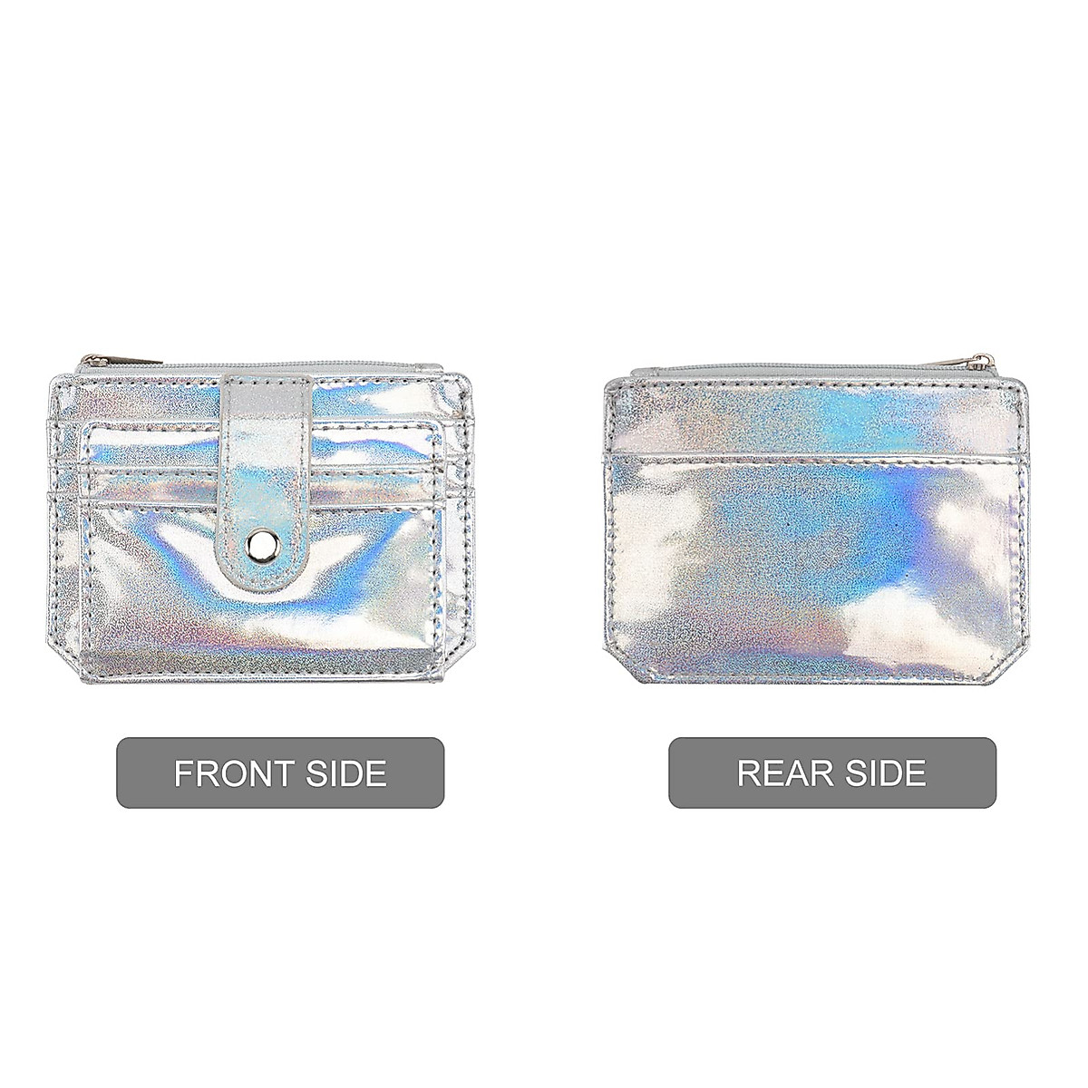 TENDYCOCO Money Clip with ID Window Hologram Card Holder Slim Coin Wallet for Women Girls