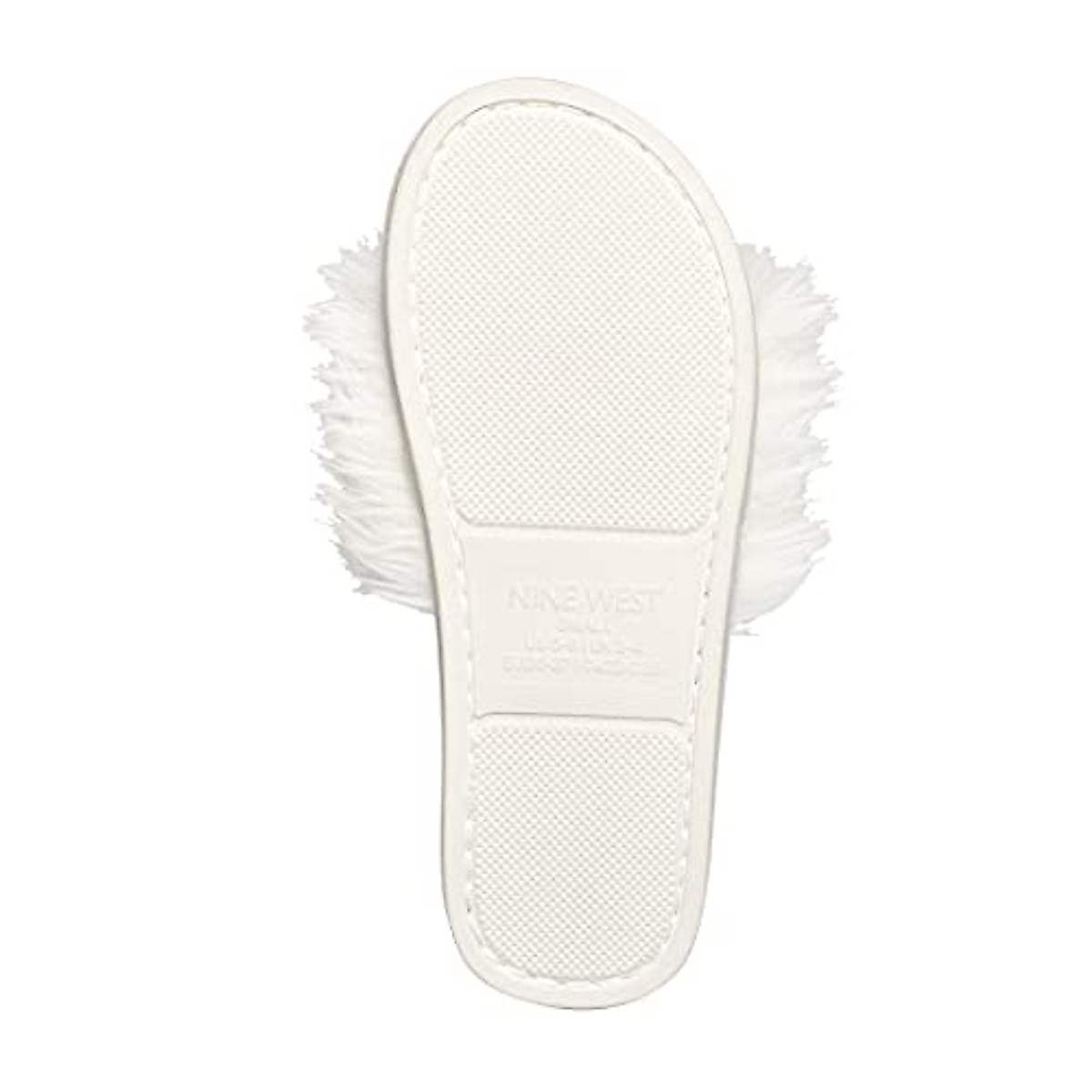 NINE WEST Women's Open Toe Fuzzy Slippers Cozy Sherpa Memory Foam Sole House Slides, Ivory, Medium, Size 7-8