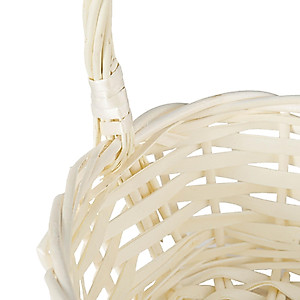 THY Collectibles Set of 3 Hand Woven Wicker Rattan Flower Baskets with Handle - Light Harvest Baskets for Storage, Gift Baskets, Picnics, Easter Eggs, Organizing, Weddings, Markets, and More (Oval)