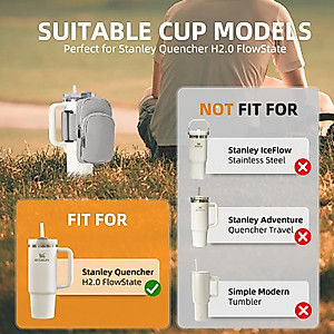 SUITMAT Water Bottle Pouch for Stanley Quencher H2.0 FlowState Tumbler, Large Pouch Bag for Stanley Cup Accessories, Cup Backpack with Multiple Pockets for Phone, Cards, Keys (Bag Only)