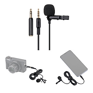 Lapel Lavalier Microphone Clip-on Lav Mic for Sony A7C II ZV-1 II ZV1 ZV-1F RX100 VII A6700 A6600 A6300 A6100 A7IV A7 III II A7S Canon G7X III M50 R50 R100 R RP Nikon Z6 Z7 II Z30 Z50 & More Cameras