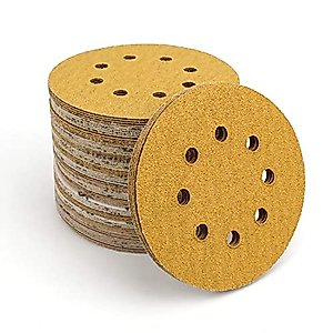 Amazon Basics 8-Hole Hook and Loop Sanding Discs - Assorted Grit, 5-Inch, 100-Pack