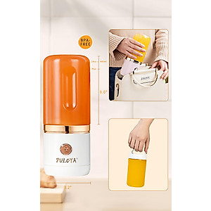 Portable Blender with Travel Cup, Cordless Rechargeable BPA Free14 Oz PULOYA Personal Juicer for Smoothies and Shakes, Pink