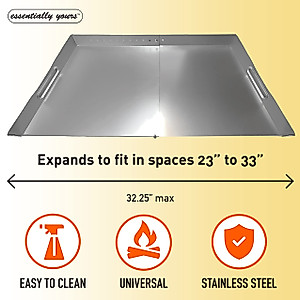 Essentially Yours Adjustable Fireplace Tray | Stainless Steel Expandable Ash and Ember Holder Pan | Nuts and Bolts Included for Additional Stability