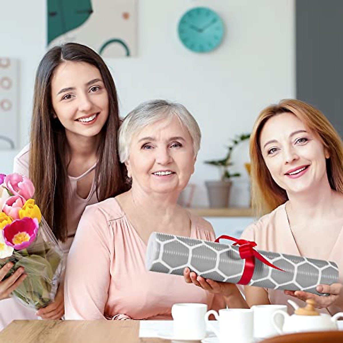 Glotoch Premium Non Slip Shelf Liner 12” X 20FT, Non Adhesive Drawer Liner, Waterproof Shelf Liners for Kitchen Cabinets, Drawer, Fridge, Wire Shelving, Pantry, Bathroom-Heavy Duty, Grey Geometric