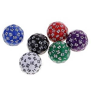 6X 60 Sided Dice D60 Polyhedral Dices for RPG Board Game.