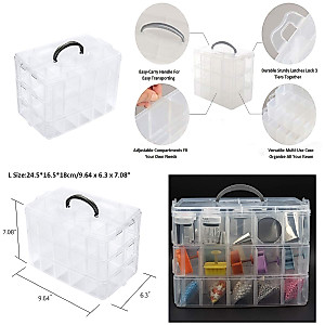 ZLY 3-Tier Demountable Plastic Jewelry Box Organizer Storage Container with Adjustable Dividers 30（Large） Grids