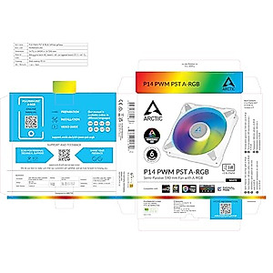 ARCTIC P14 PWM PST A-RGB - PC Fan, 140mm PWM Case Fan, Optimised for Static Pressure, Semi-Passive: 200–1900 RPM (0 RPM <5%), 5V 3 Pin A-RGB LED, Single Fan - White