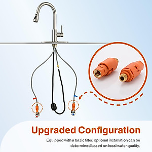 RULIA Kitchen Faucet, Kitchen Sink Faucet, Sink Faucet, Pull-Down Kitchen Faucets, Free Water Filter Included, Brushed Nickel, Stainless Steel, PB1020