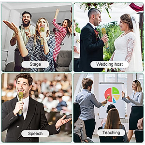 KUAILEGO Wireless Microphone, 200 ft Range, 1/4‘’＆1/8‘’Output, UHF Dual Cordless Metal Dynamic Mic System with Rechargeable Receiver, for Karaoke, Wedding, DJ, Party, Speech, Church