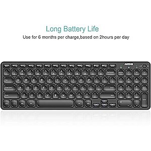 Arteck 2.4G Wireless Keyboard Ultra Slim Full Size Keyboard with Numeric Keypad and Media Hotkey for Computer/Desktop/PC/Laptop/Surface/Smart TV and Windows 10/8/ 7 Built-in Rechargeable Battery