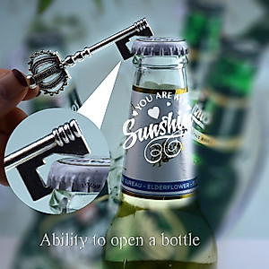 AebDerp 50Pcs Key Bottle Opener Wedding Party Favors, Crown Vintage Skeleton Keys Bulk with Candy Box and Ribbon, Bridal Shower Party Souvenirs Gifts for Guests (Silver)