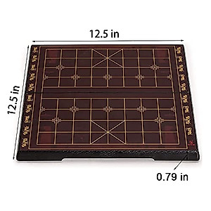 Luoyer 12.5inch Portable Chinese Chess Set with Folding Board and Magnetic Piece Traditional Xiangqi Classic Educational Strategy Games Board Games for 2 Players (Red Board Green Piece)