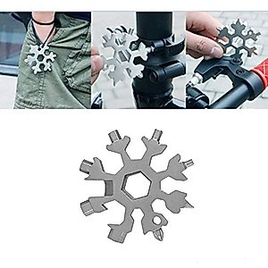 Acxico 3Pcs 18 In 1 Stainless Tool MultiTool Portable Snowflake Shape Key Chain Screwdriver