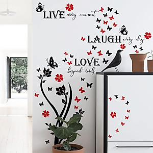 Buiory Laugh Live Love Wall Decals Inspirational Wall Quotes Stickers Vinyl Motivational Affirmation Classroom Wall Art for Bedroom Living Room Decor