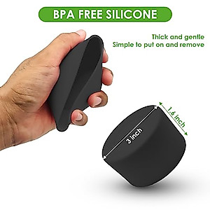 Elevate 2 Pcs Silicone Boot for Stanley Quencher 40oz, 30oz Tumbler with Handle and Stanley IceFlow 20oz, Anti-Slip Protective Water Bottle Bottom Cover for Hydro Sport Flask Bottle 12oz-24oz (Black)