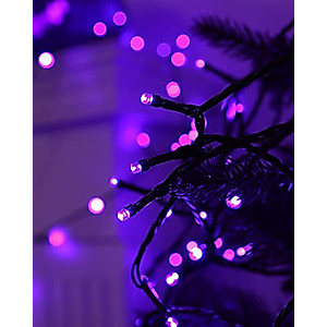 Flacchi Purple Solar Halloween Lights 72ft 200 LED 8 Modes Waterproof Solar String Lights for Garden,Patio,Fence,Balcony,Outdoor,Holiday Decoration