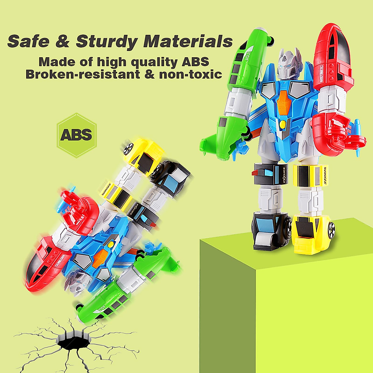 SOMMER 5-in-1 Magnetic Vehicles Toy Playset, Mix and Match STEM Stacking Assembling Car Kit with Storage Box, Transform into Robot, Birthday Gift for Toddler Kids 3 4 5 6 7 Year Old Boys Girls