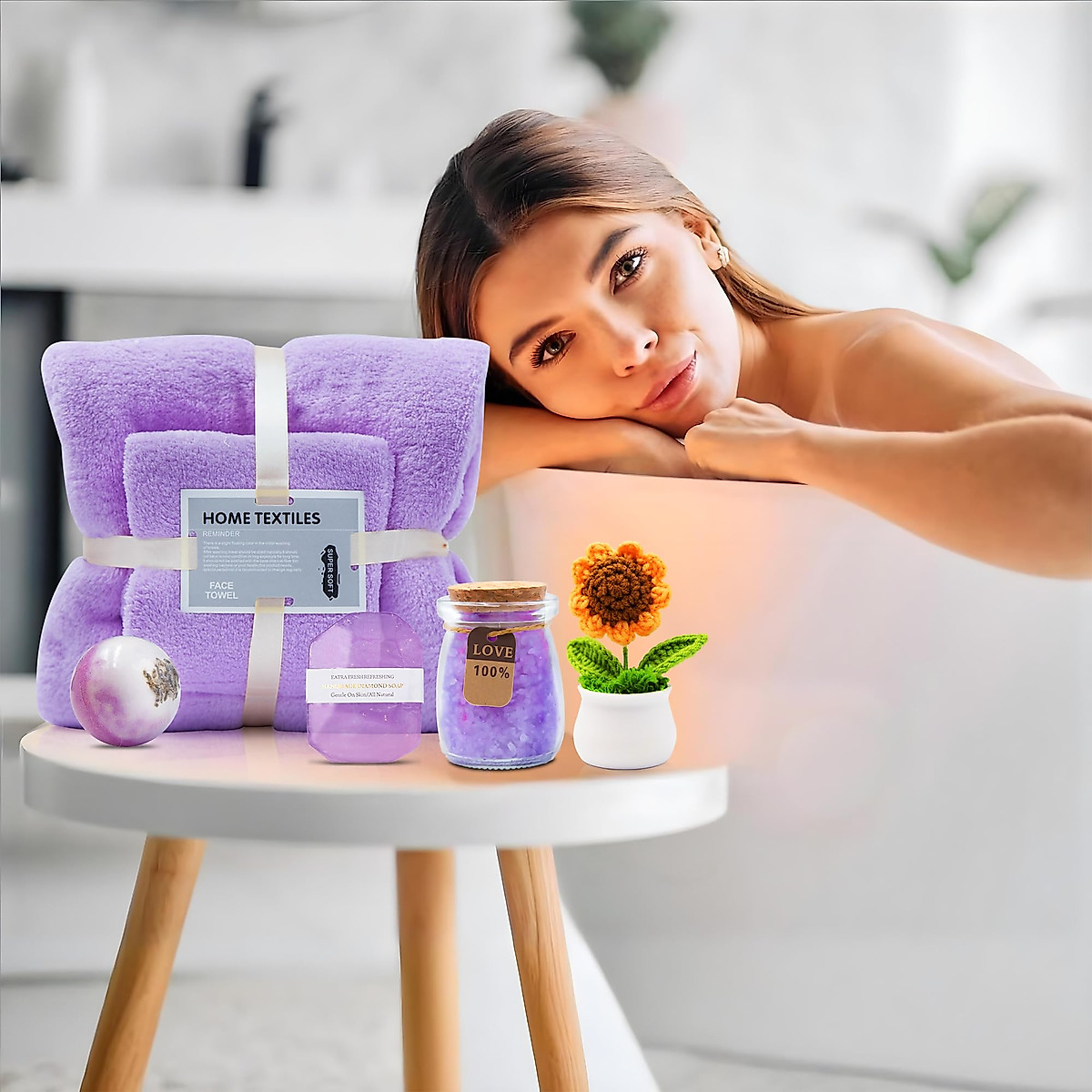 Mzoyell Get Well Soon Gift Baskets for Women, Get Well Gifts for Women After Surgery Care Package, Self Care Gift Set, Thinking of You Feel Better Gift Box for Sick Friend(Purple)