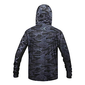 KOOFIN GEAR Performance Hooded Fishing Shirt Long Sleeve Hoodie Sun Protection ;Charcoal;X-Large