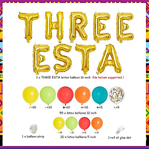 Fangleland Mexican Fiesta 3rd Birthday Decorations Three Esta Balloon Garland Kit for Taco 3rd Birthday Cinco De Mayo Cactus Theme Party Supplies
