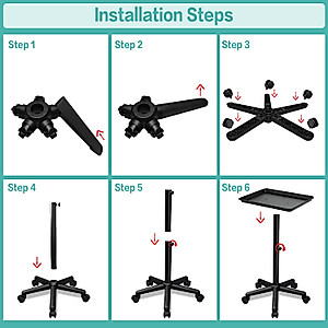 Wuissvnb Salon Tray on Wheels, Adjustable Hairstylist Rolling Tray with Wheels,Premium Aluminum Tattoo Tray,Suitable for spa Hairstylist Salon Trolley cart with Wheels-(Black)