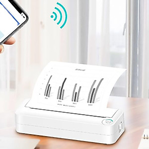 Portable Printer Wireless for Travel Thermal Printer A4 Thermal Paper, Inkless Printer Mobile Office(White)