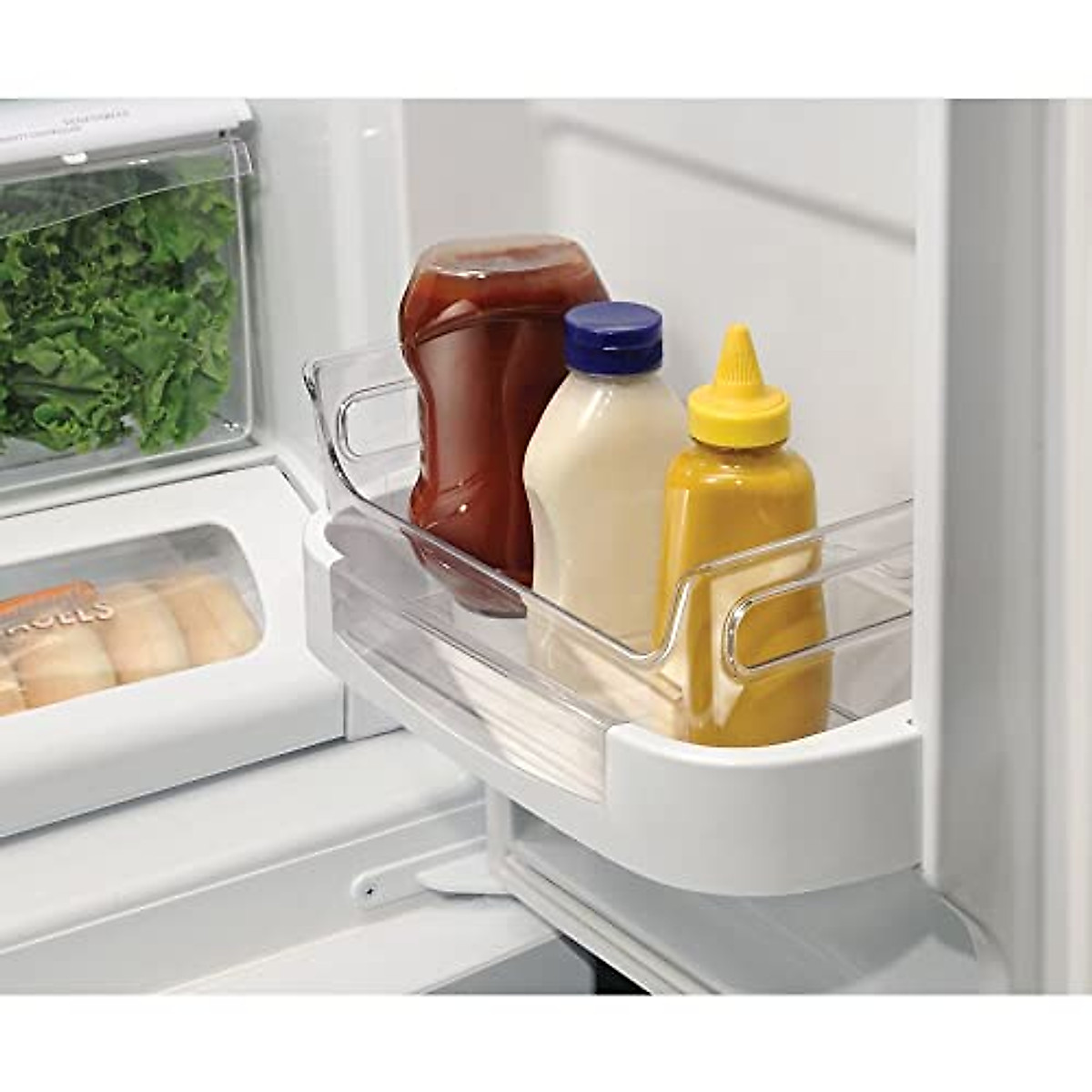 mDesign Plastic Kitchen Pantry Cabinet, Refrigerator, Freezer Food Storage Organizer Bin - for Fruit, Drinks, Snacks, Eggs, Pasta - Combo Includes Bins, Condiment Caddy, Egg Holder - Set of 4 - Clear