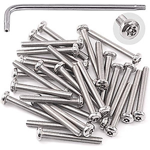 Hilitchi M6 30PCS Button Head Torx Security Screws Stainless Steel Tamper Proof Screws w T30 Bit (M6X50)