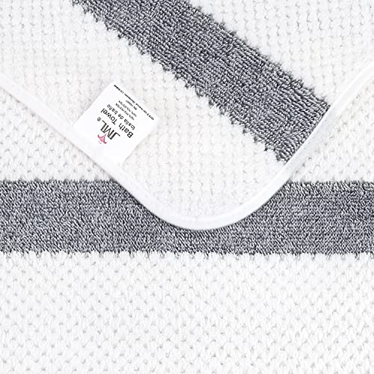 JML Microfiber Bath Towels, Bath Towel 2 Pack(30" x 60"), Oversized, Soft, Super Absorbent and Fast Drying, Multipurpose Use for Sports, Fitness, Yoga, Waffle Stripe Grey
