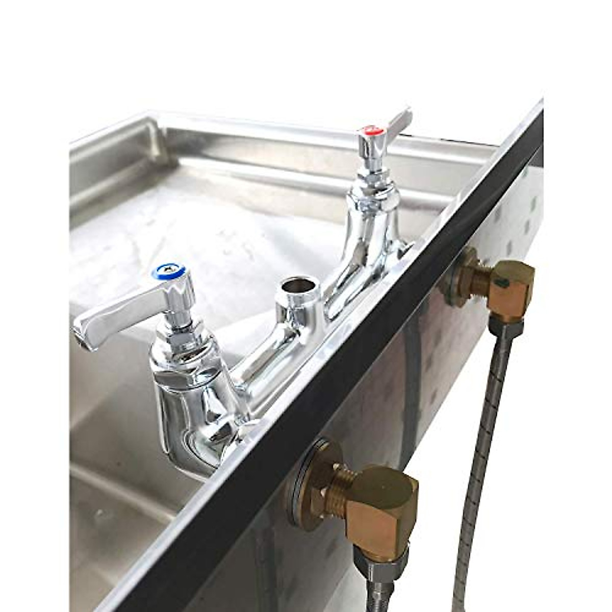 Installation Kit for Commercial Sink Faucet, Wall Mounting Installation Kit for Wall Mount Commercial Kitchen Faucet Backsplash Mount Set on Stainless Compartment Prep & Utility Sink