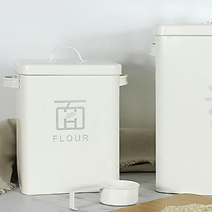 Cabilock Box Flour Bucket Iron White To Rotate Organizer Household