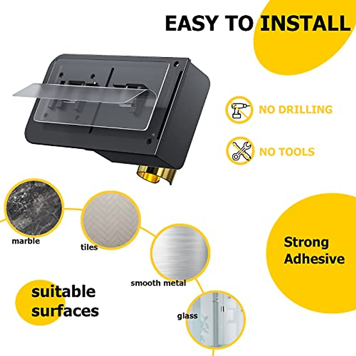 YepDear Hanging Organizer with Hairdryer Holder Storage Box Blower Bracket Adhesive Shower Caddy, No Drilling (White)