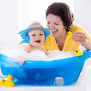 3 Pieces Cartoon Baby Shower Cap Adjustable Cute Goldfish Bathing Hat Infants Soft Protection Hat Safety Visor Cap Waterproof Shampoo Cap for Children Toddler Girls Boys Preserve Ears Eyes