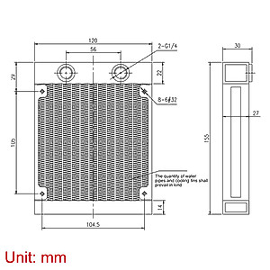 CLYXGS Water Cooling Radiator, 12 Pipe G1/4 Thread Heat Row Radiator 12 Pipe Aluminum Heat Exchanger Radiator for PC CPU Computer Water Cool System 120mm Black