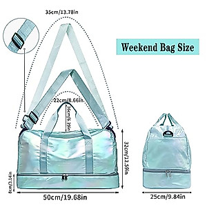 Gym Bag for Women,Waterproof Large Capacity Travel Duffle Bag with Shoes Compartment & Wet Compartment,Weekender Bag Overnight Bag for Travel, Workout, Sport(Blue)