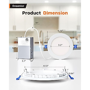 Ensenior 16 Pack 4 Inch LED Recessed Ceiling Light, Dimmable, 2700K Soft White, 750LM 9W 120V, High Brightness Canless Wafer Downlight - ETL&FCC&IC