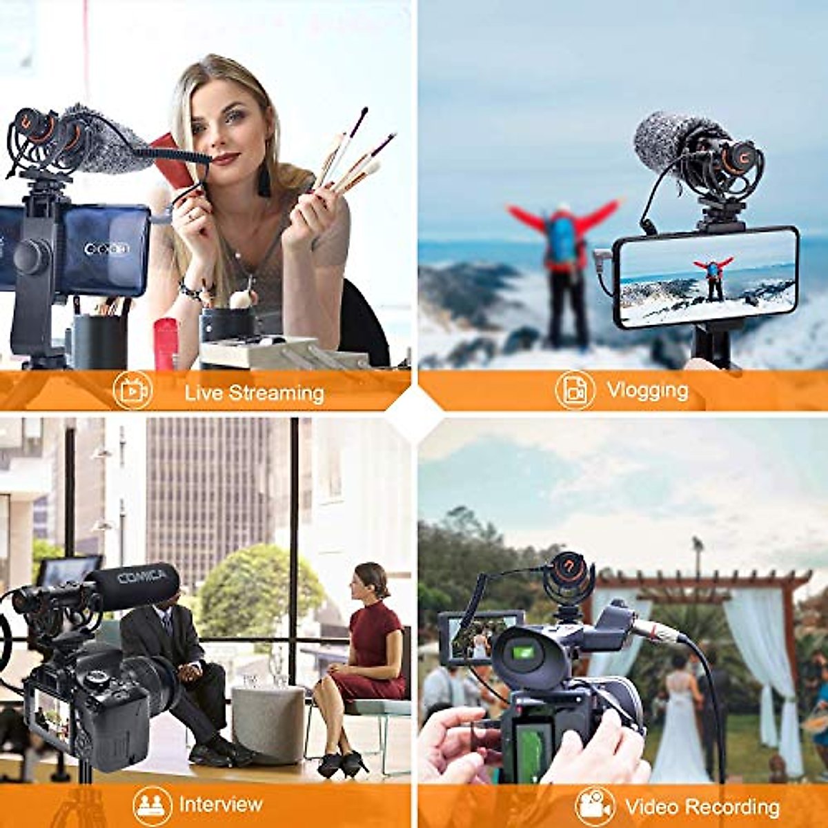 comica Shotgun Microphone, CVM-VM20 Professional Super Cardioid Video Microphone with Shock Mount, Camera Microphone Kit for Smartphone/DSLR Camera/Camcorder, Perfect for Interview/Video Recording