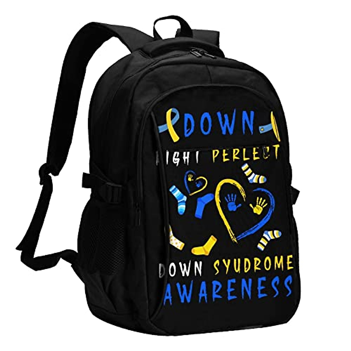 Down Syndrome Awareness Funny Travel Laptop Backpack, Business Anti Theft Slim Durable Laptops Backpack Water Resistant College School Computer Bag Gifts For Men & Women Notebook