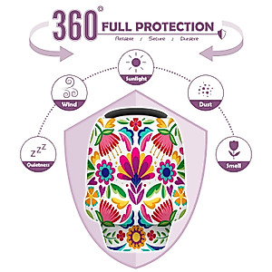 Baby Car Seat Stroller Covers Spring Mexican Flower Leaf Nursing Cover Breastfeeding Scarf Soft Breathable Stretchy Infant Car Canopy Coverage Carseat Cover for Boys and Girls Multi Use