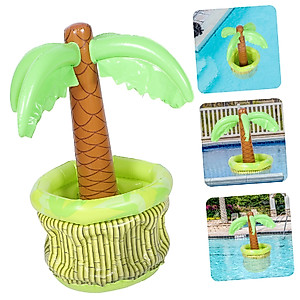 NOLITOY 3pcs Inflatable Coconut Ice Bucket Tray Decor Items Inflatable Cooler Table Inflatable Palm Tree Cooler Treasure Chest Floatable Cooler Pvc Pool Party Beer Rack Coconut Tree