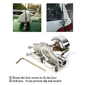 TWAYRDIO Angle Adjustable 180° Radio Antenna Magnetic Mount 4 Inch Base with Stainless Steel Car Clip Antenna Mount Trunk Lid Hatchback Mount Bracket and SO239 to PL-259 16.4ft RG-58 Coaxial Cable