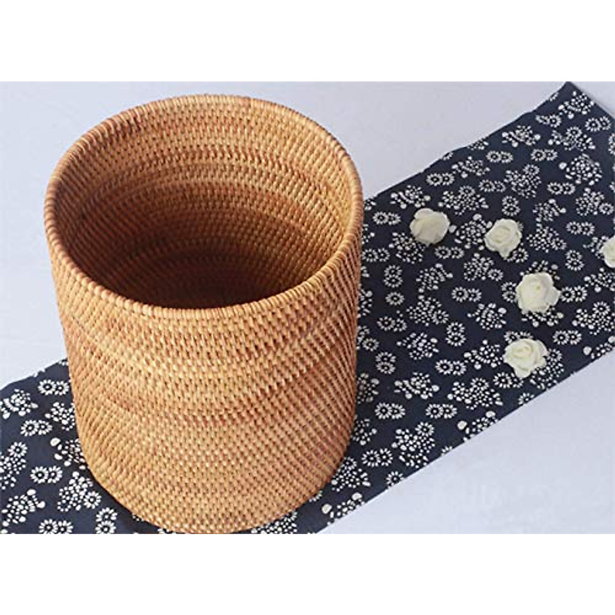 VECANCE Handmade Rattan Woven Wastebaskets, Multi-Functional Storage Basket 20x20cm