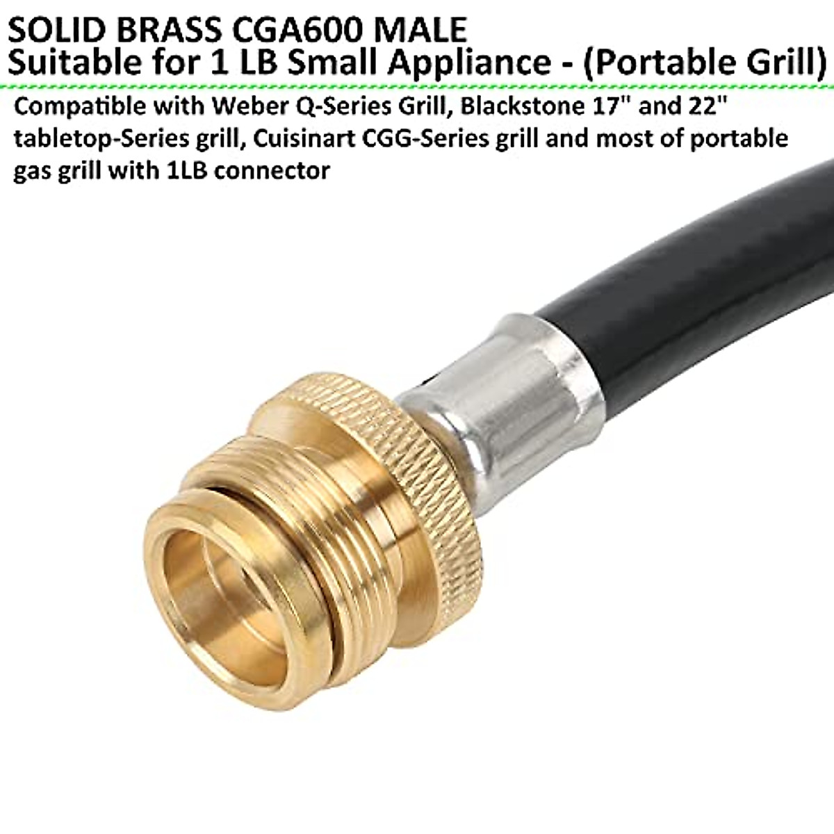 STYDDI 1lb to 20lb Propane Adapter Hose with Gauge, 4-Foot Propane Hose Converter Kit 1 lb to 20 lb for Weber Q Grill, Mr. Heat Propane Heat, Blackstone 17" - 22" Griddle and More Portable Appliances