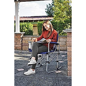Zenithen Navy/Grey Outdoor Rocking Director Folding Chair with Side Table…
