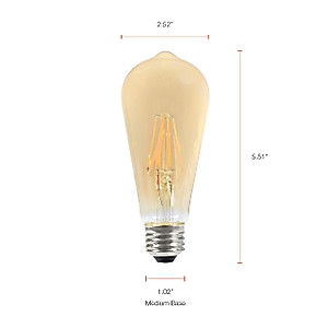 LEDVANCE (case of 8 Bulbs) Sylvania LED Vintage Filament ST19 Light Bulb, 60 watt Equivalent Using only 7 watts, Medium Base, 590 Lumens, Dimmable, 2175K, Amber Glow (40329)