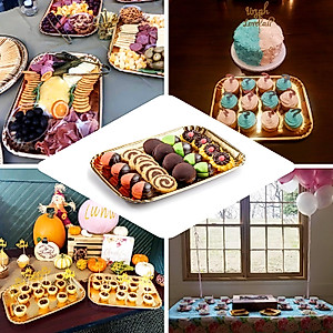 Efavormart 10 Pack | 15"x11" Gold Paper Cardboard Serving Trays, Rectangle Party Platters - 400 GSM
